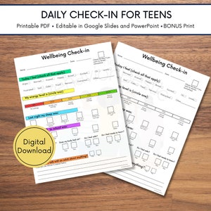 Daily Check-in, Mental Health Check-in for Teens - Etsy