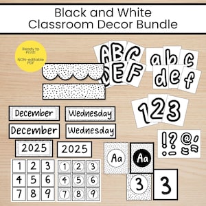 Black and White Classroom Decor Bundle, Bulleting Board Kit-printer ...