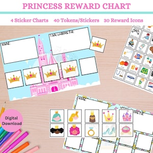 Princess Reward Chart: Positive Behavior Token Board (digital Download ...