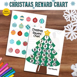 Christmas Reward Chart, Printable Behavior Chart for Kids, Christmas ...