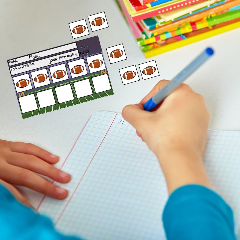 Football Token Board, Sports Reward Chart for Kids, Printable Token ...