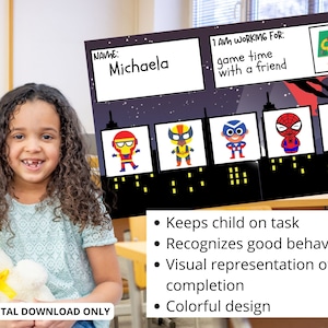Superhero Reward Chart: Printable Behavior Token Board (digital ...