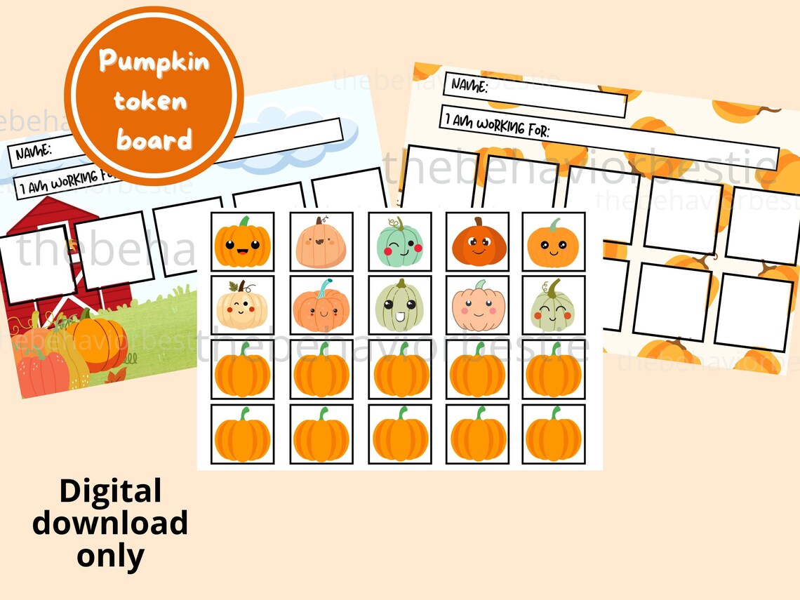 Pumpkin Token Board Digital Reward Chart Fall Themed Token Board ...