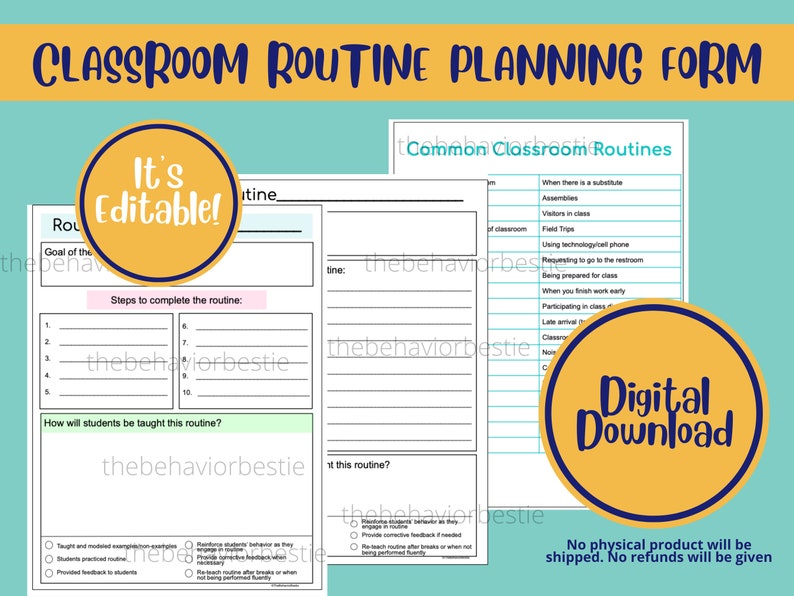 Editable Classroom Routine Planning Form Classroom Routine - Etsy