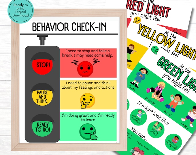 Rainbow Traffic Light Behavior Chart - Etsy