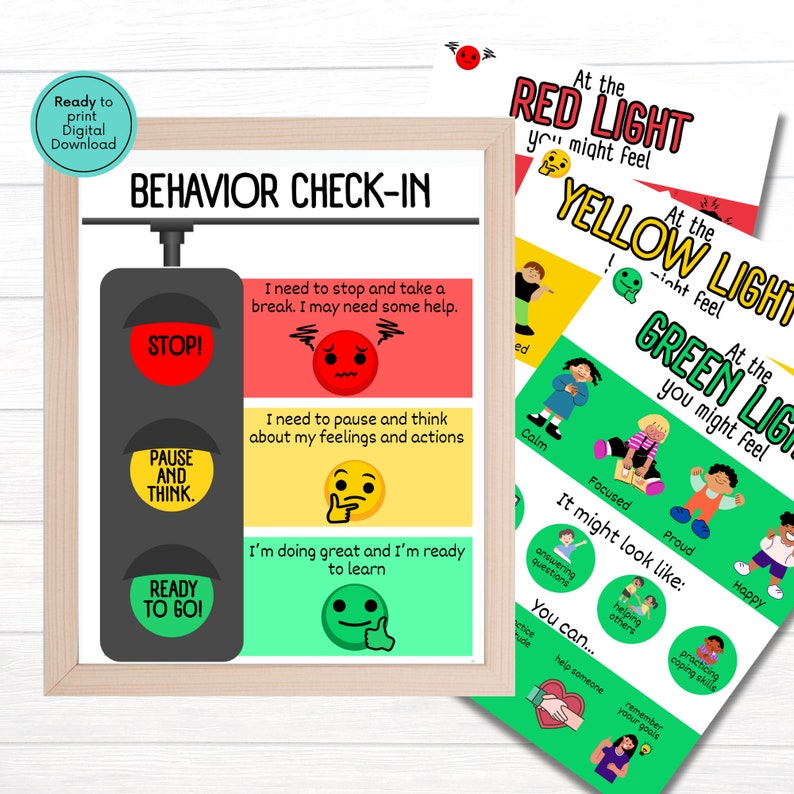 Traffic Signal Behavior Check-in Classroom Management PDF - Kids Coping ...