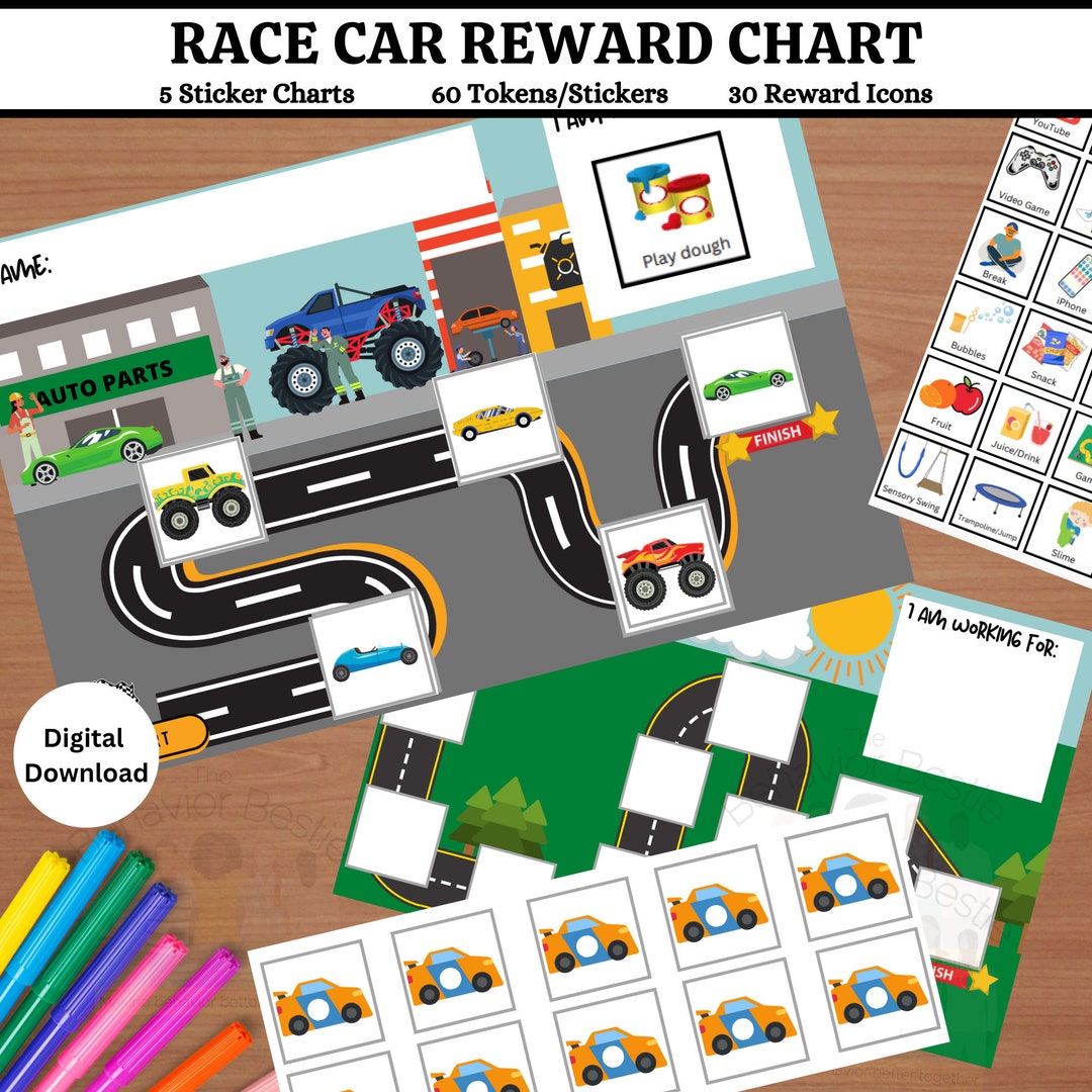 Reward Chart Race Care Theme, Race Car Potty Chart, Race Car Behavior ...