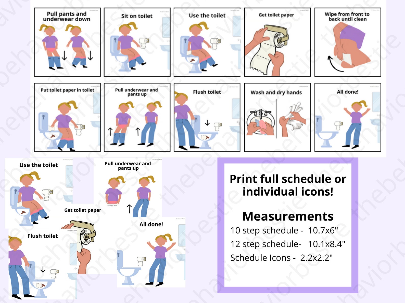 Printable Girl Potty Routine Visual Toileting Routine Bathroom Visual ...