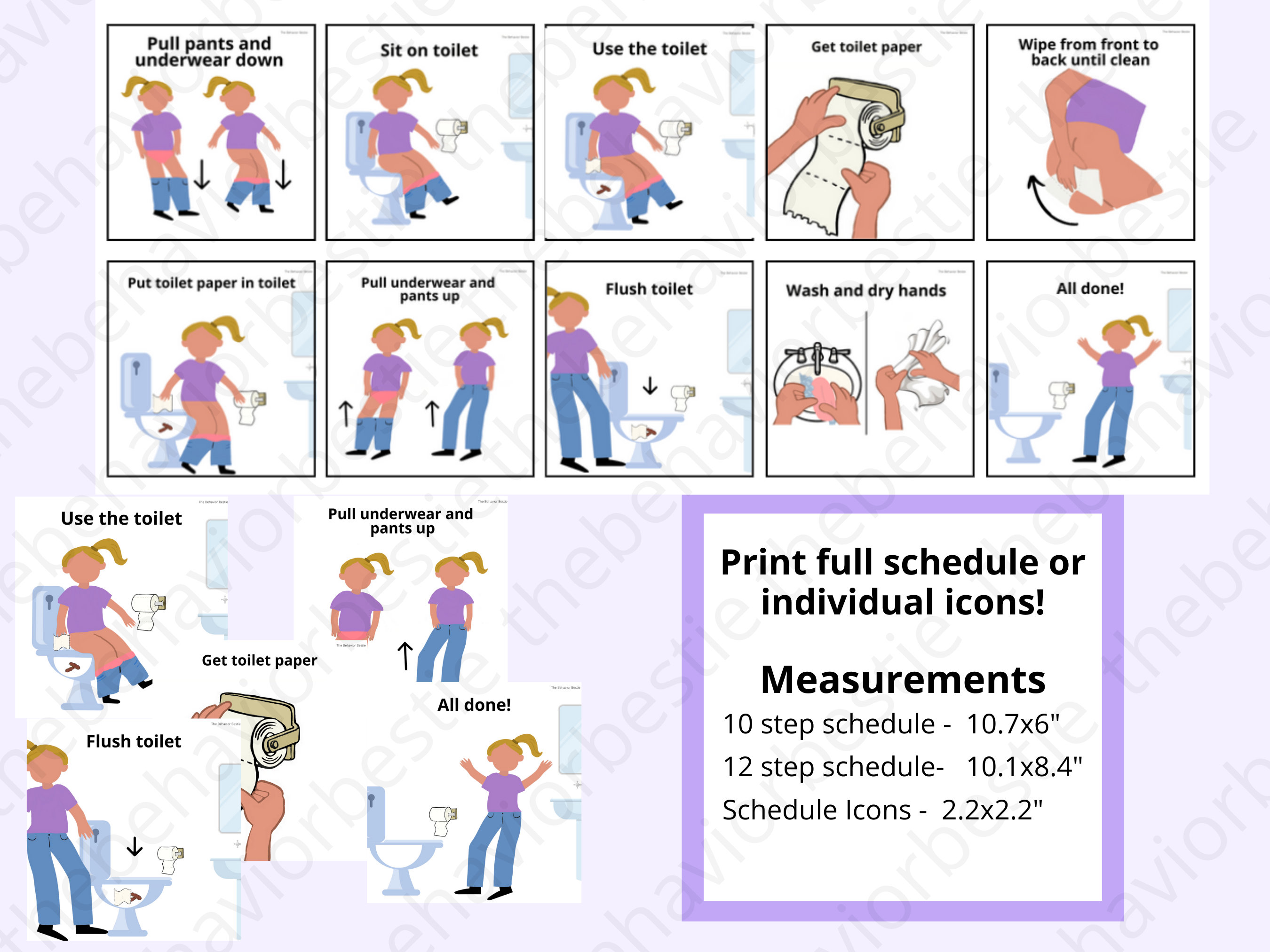 Printable Girl Potty Routine Visual Toileting Routine Bathroom Visual ...