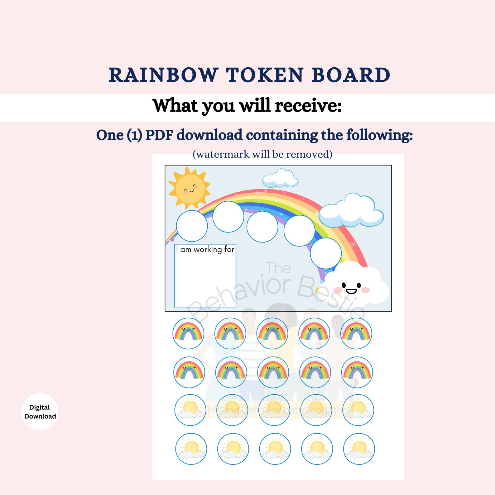 Rainbow Token Board, Rainbow Reward Chart for Kids, Autism Visual ...