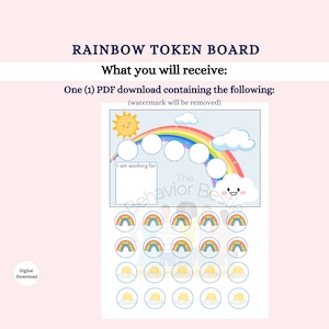 Rainbow Token Board, Rainbow Reward Chart for Kids, Autism Visual ...