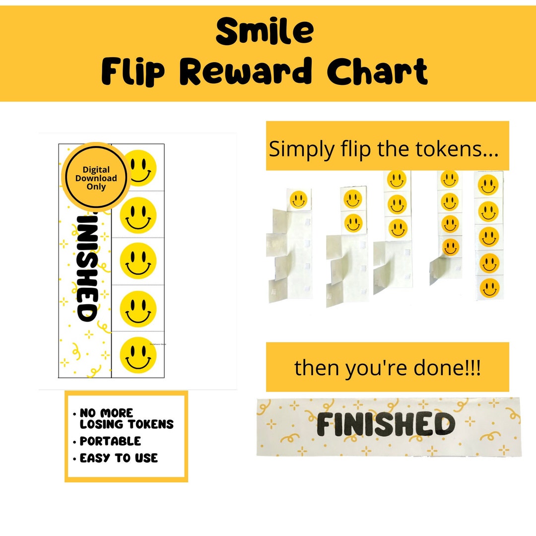 Digital Flip Token Board | Smile Face Token Board | Flip Reward Chart ...