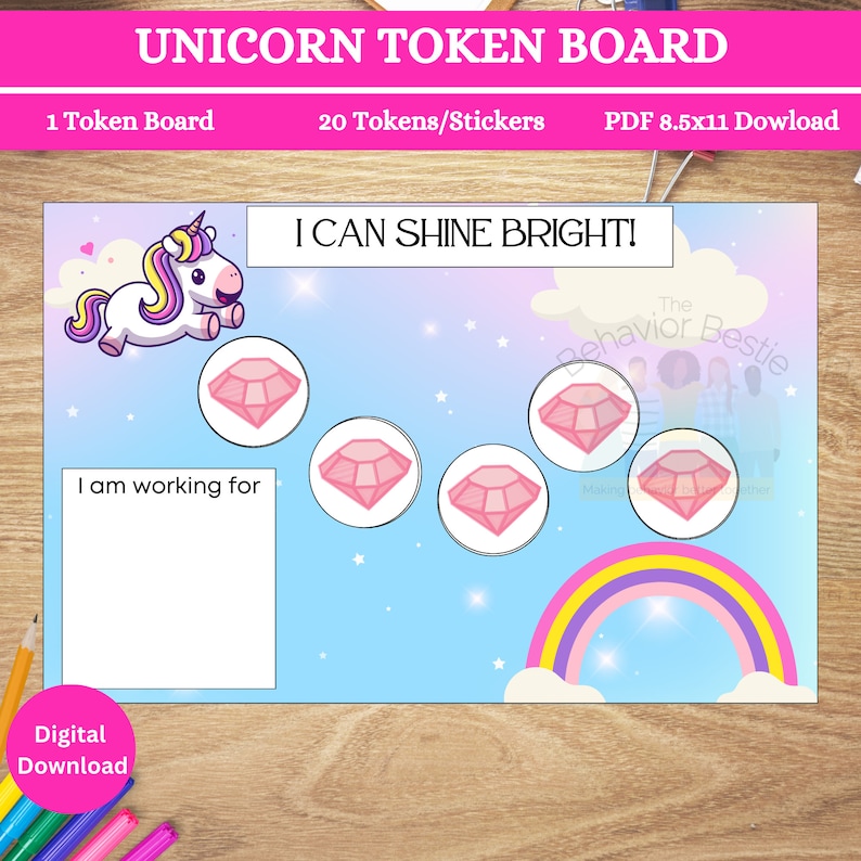 Unicorn Reward Chart: Pink Jewel Token Board (PDF) - Etsy