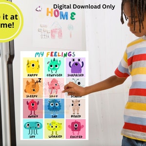 Cute Monster Feelings Chart | Printable Emotions Chart | Cute Monster ...
