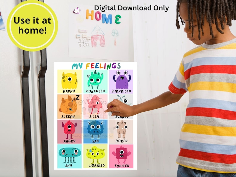 Cute Monster Feelings Chart | Printable Emotions Chart | Cute Monster ...