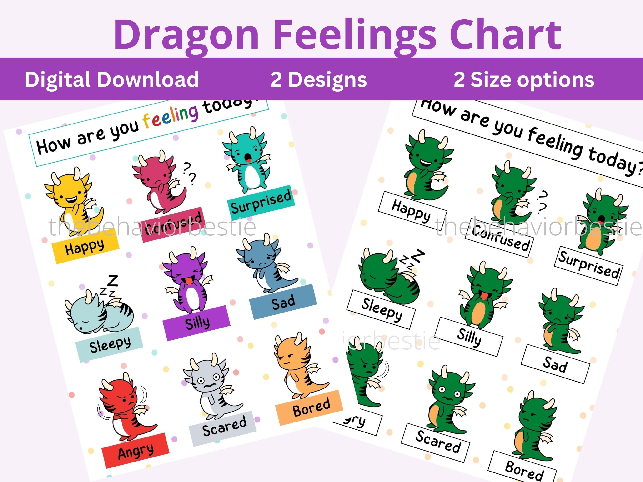 Dragon Feelings Chart Printable Emotions Chart Dragon Emotions Chart ...