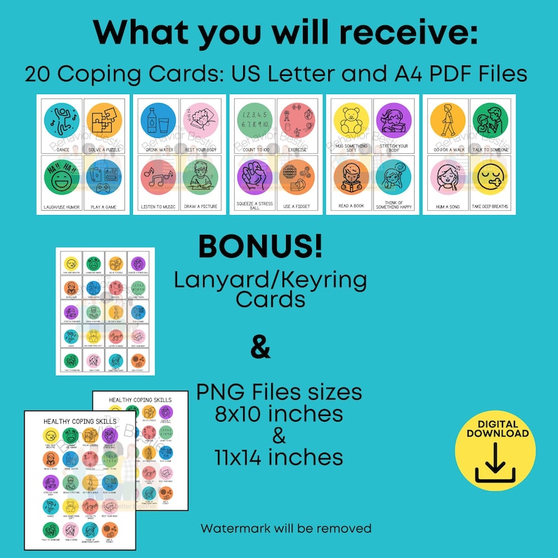 Coping Skills Cards for Kids: Stress Management, Emotional Regulation ...