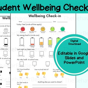 Student Wellbeing Check-in: Daily Emotions Sheet (PDF & PPT) - Etsy