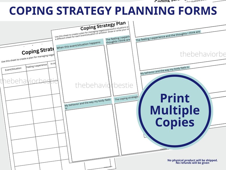Coping Skills Worksheet: Strategies Planning Form (digital Download) - Etsy