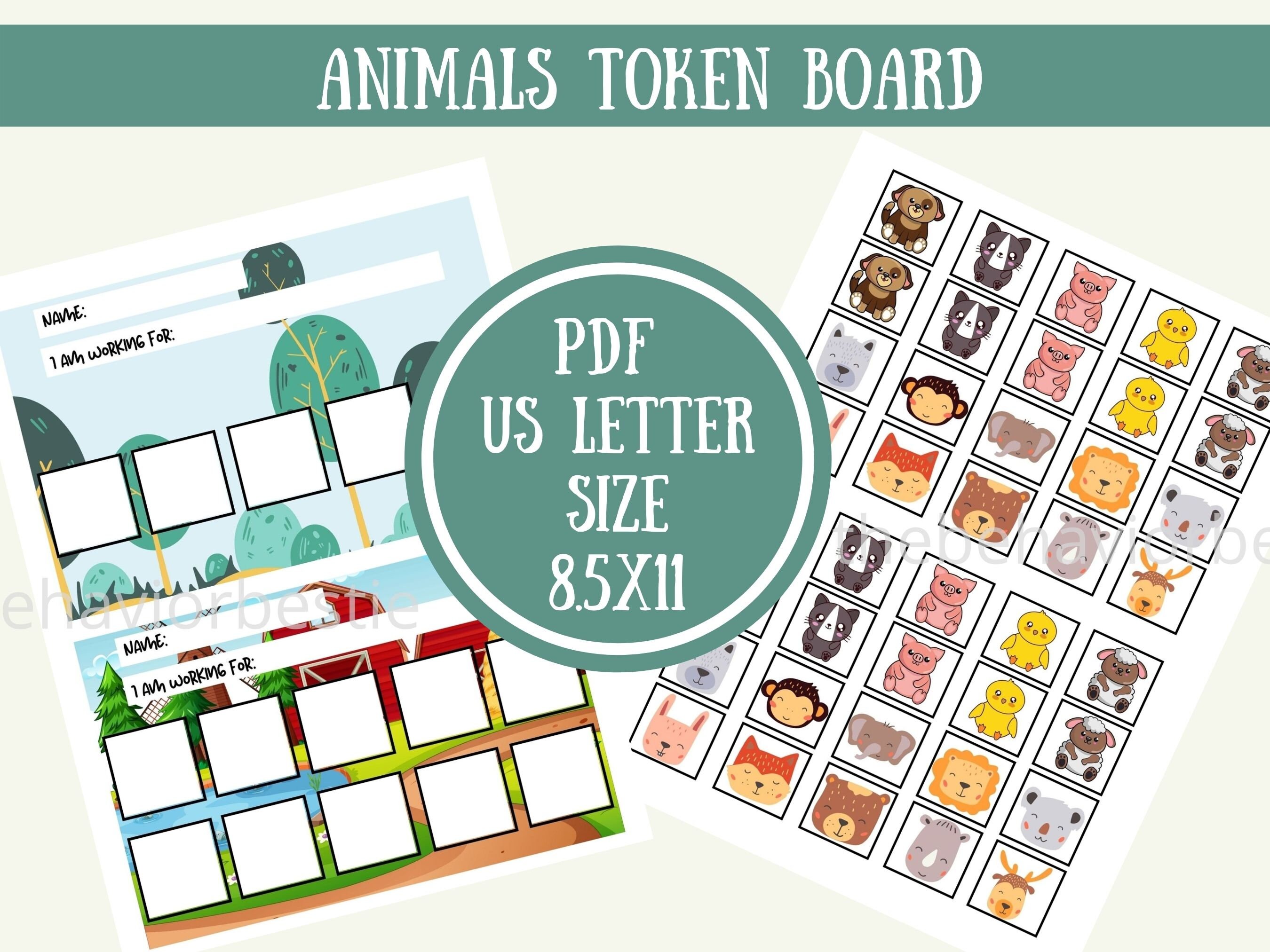Cute Animals Token Board Digital Animals Reward Chart Farm Animals ...