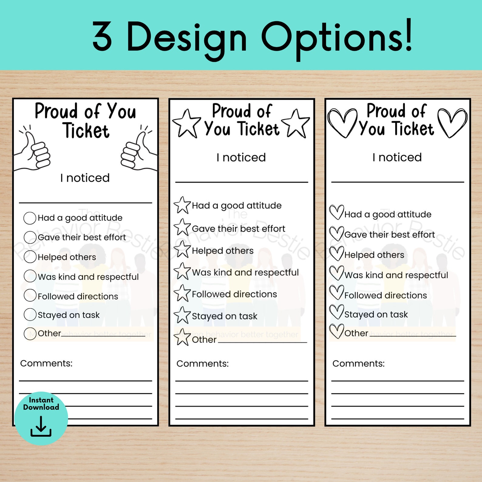 Proud of You Tickets: Positive Behavior Notes (PDF Download) - Etsy