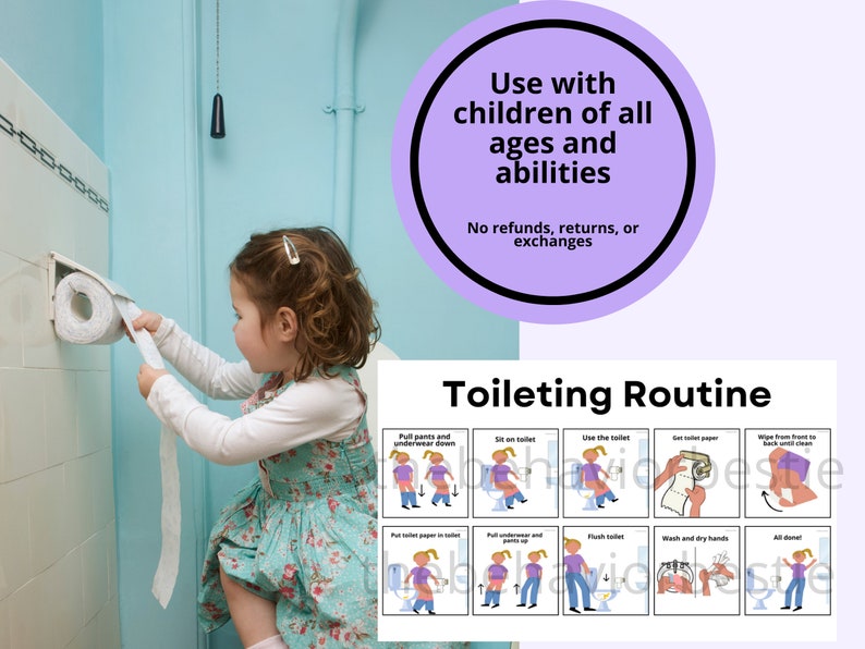 Printable Girl Potty Routine Visual Toileting Routine Bathroom Visual ...