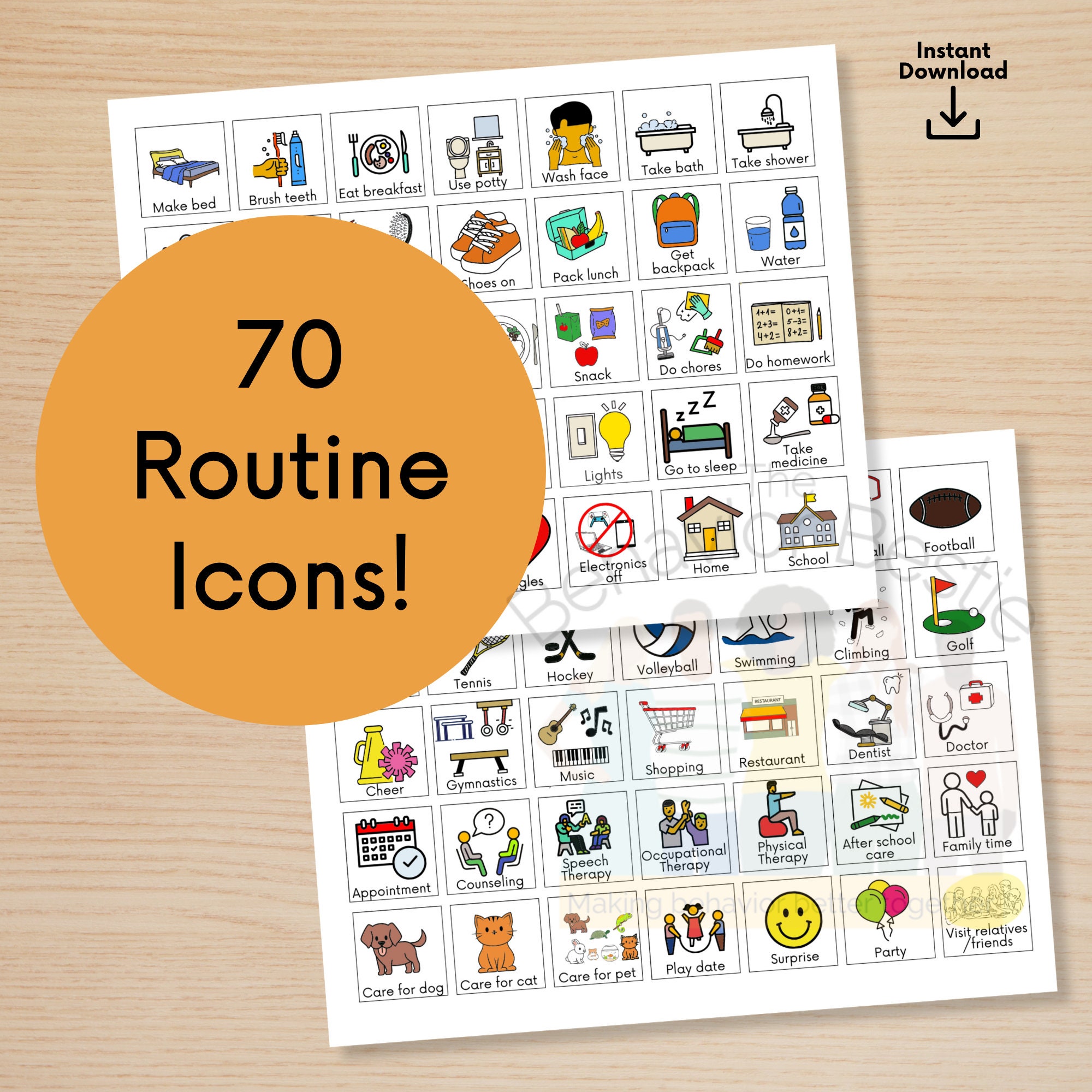 Kids Daily Schedule: Visual Routine Chart With Icons (digital Download ...