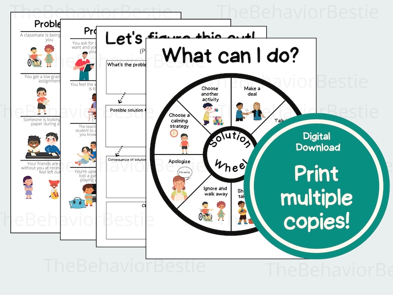 Problem Solving Reflection Sheet: Scenarios & Solution Wheel (PDF ...