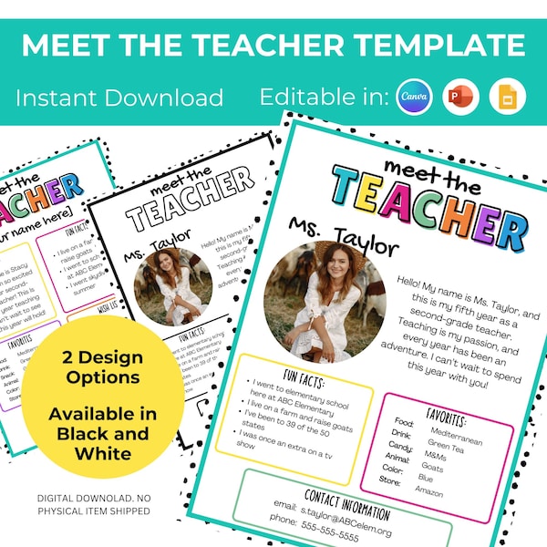 Meet the Teacher Template - Etsy