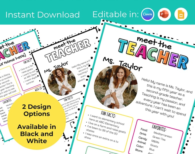 Editable Meet the Teacher Template Printable, Colorful Rainbow, Welcome ...