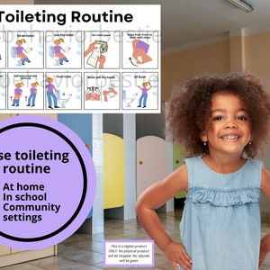 Printable Girl Potty Routine Visual Toileting Routine Bathroom Visual ...