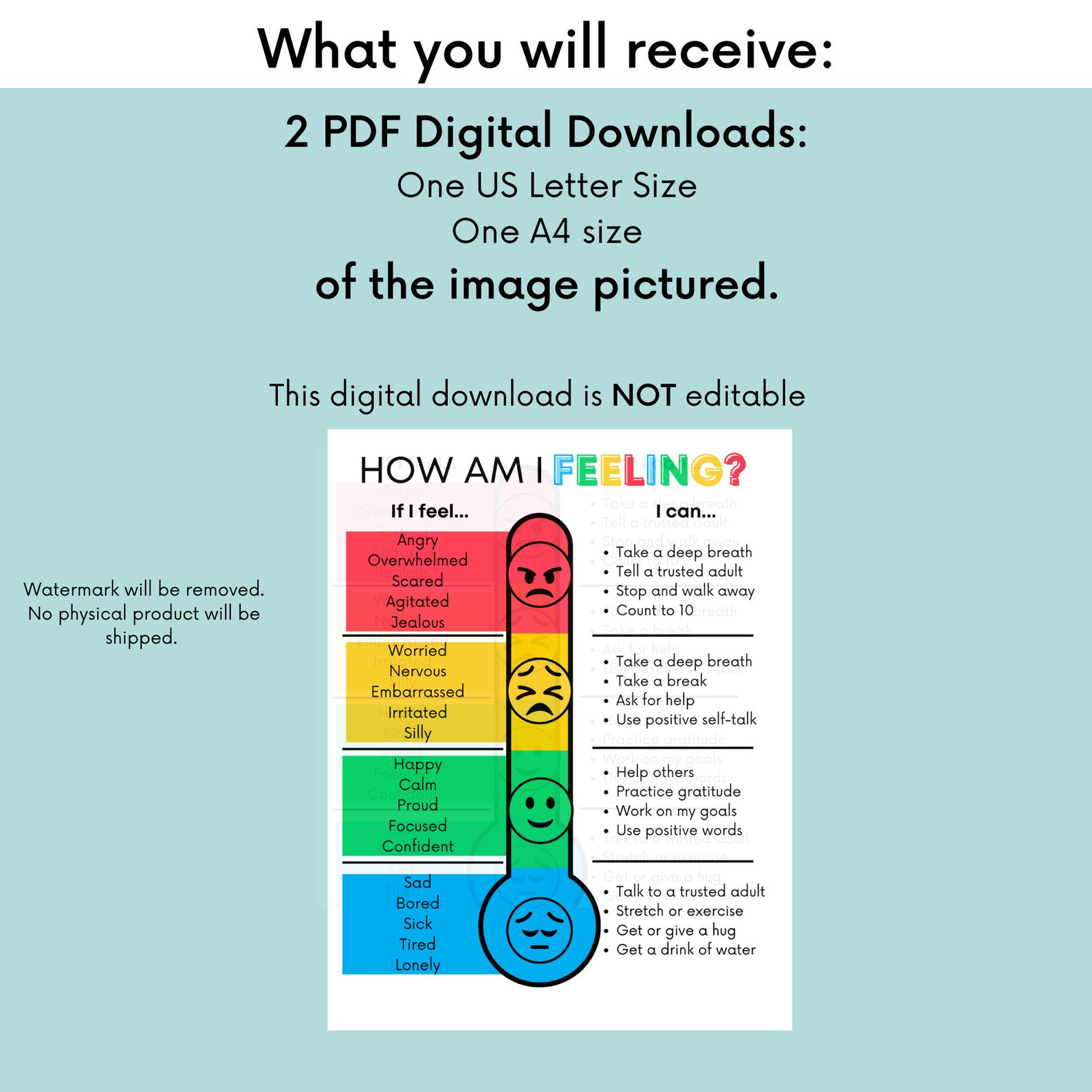 Feelings Thermometer Printable | Emotion Regulation Chart | Classroom ...