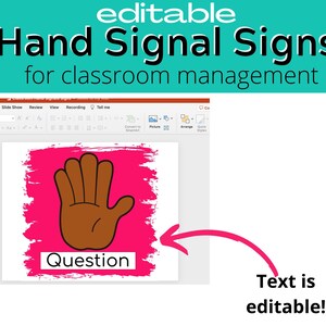 Editable Classroom Hand Signal Signs: Management Tools (powerpoint) - Etsy