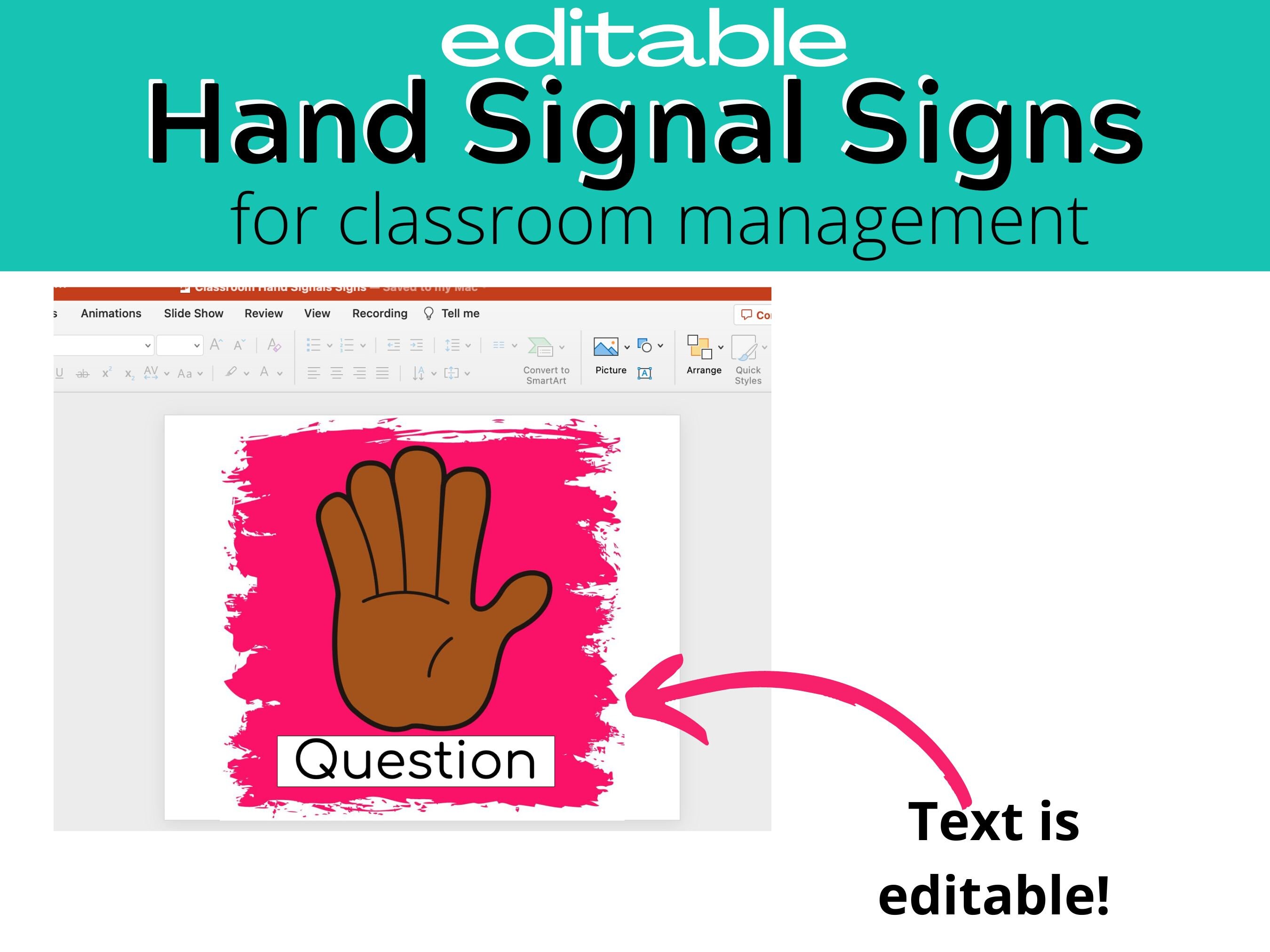 Editable Classroom Hand Signal Signs: Management Tools (powerpoint) - Etsy