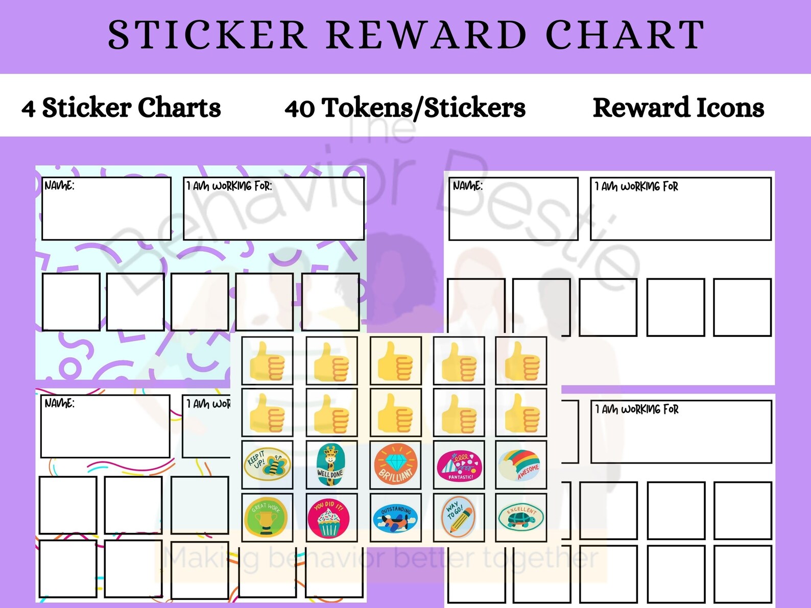 Sticker Belohnung Chart | Thumbs Up Sticker Chart | Sticker Token Board ...