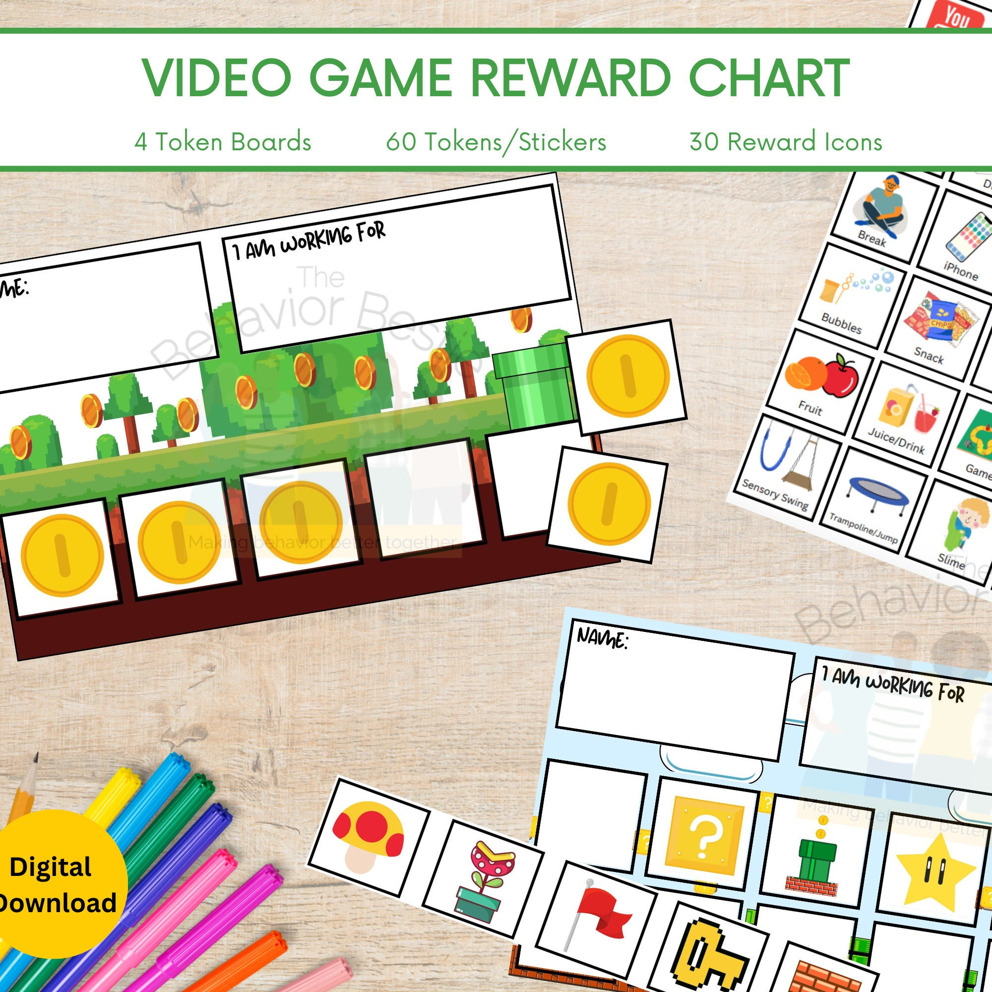 Video Game Reward Chart, Kids Reward Chart Video Game Theme - Etsy