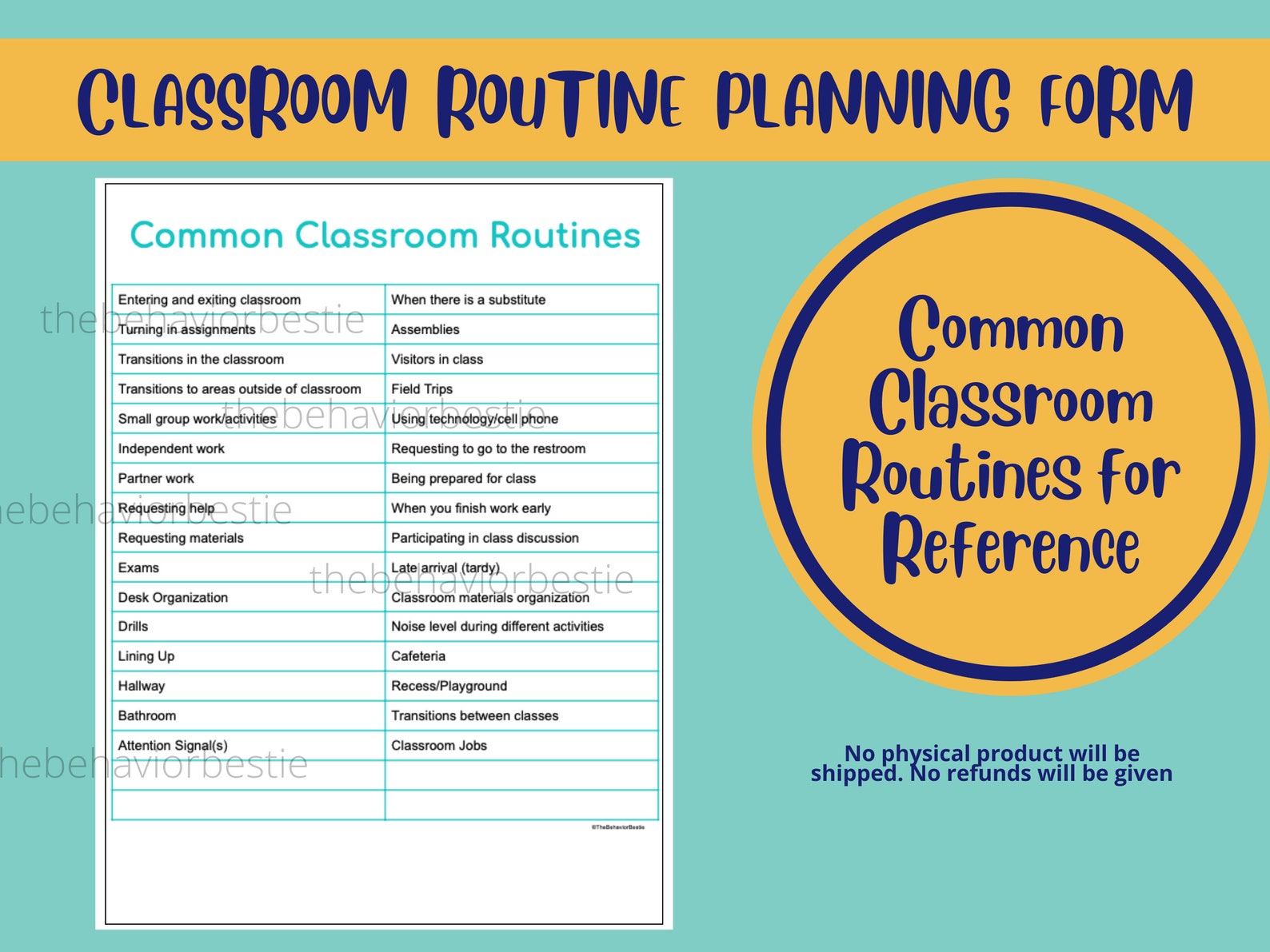 Editable Classroom Routine Planning Form (digital Download) - Etsy
