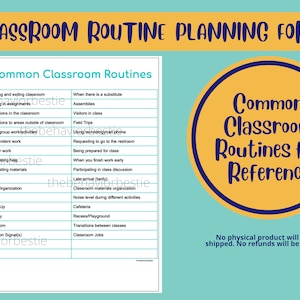 Editable Classroom Routine Planning Form (digital Download) - Etsy