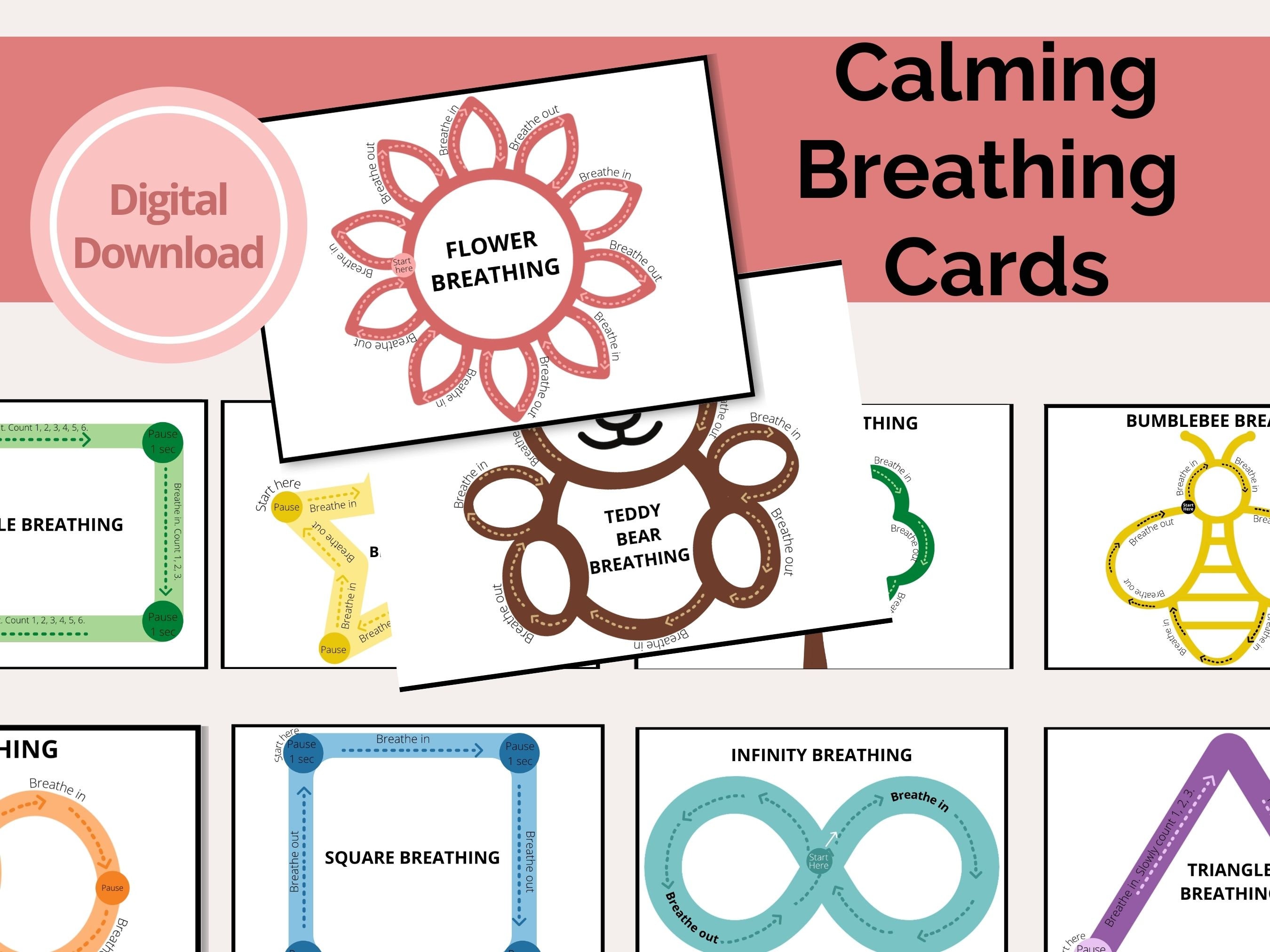 Calming Breathing Exercises Mindfulness Breathing Cards - Etsy