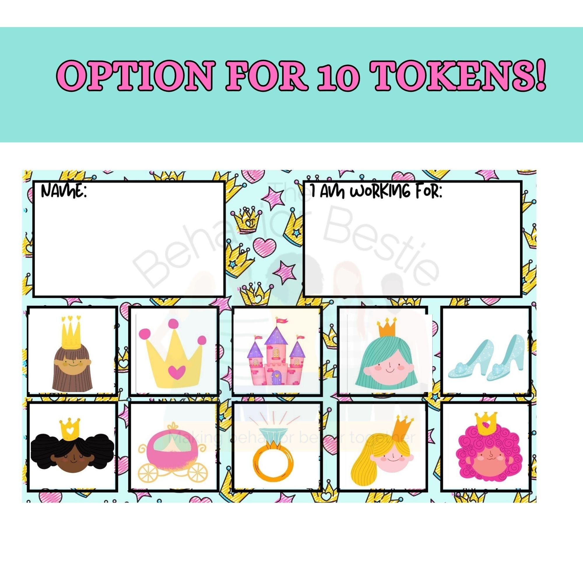 Princess Reward Chart: Positive Behavior Token Board (digital Download ...