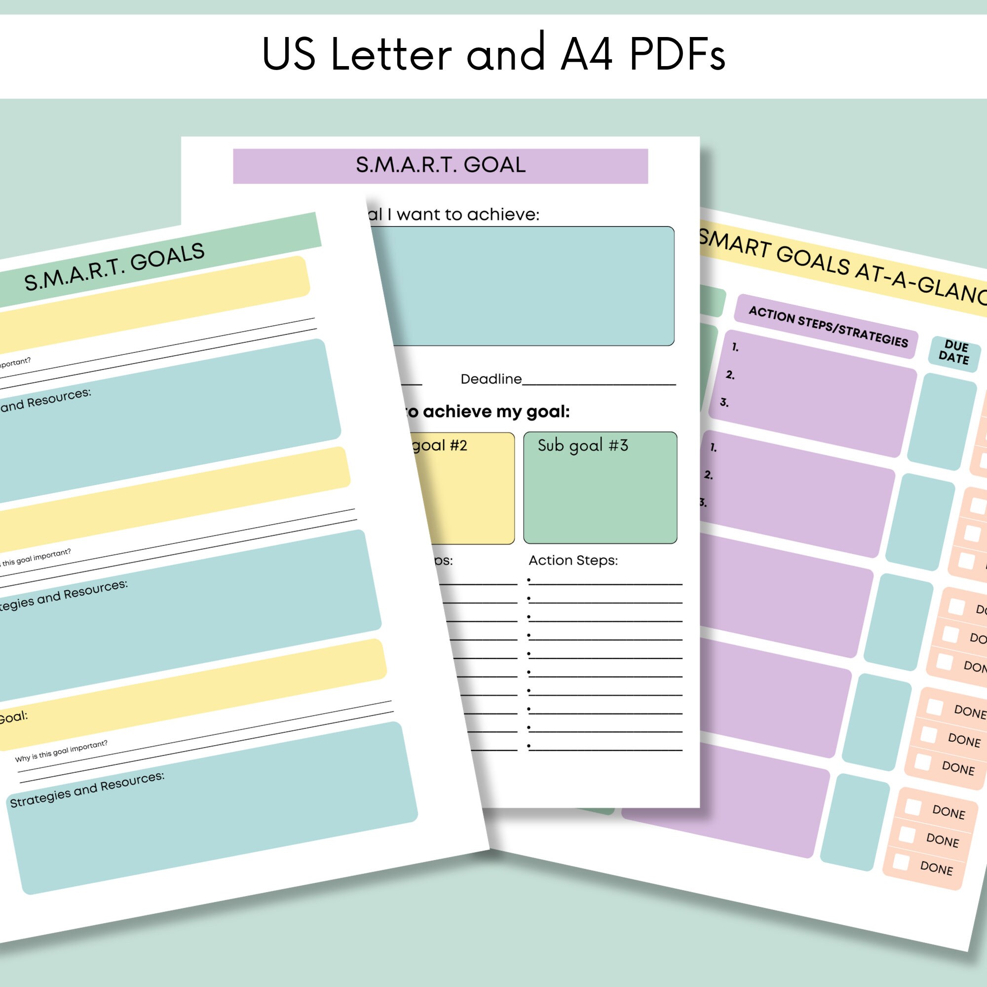 SMART Goal Setting Bundle, Goal Setting Planner, Printable Smart Goal ...