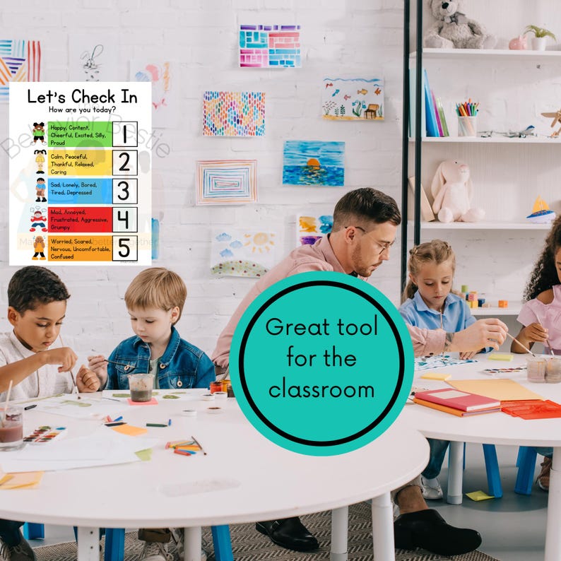 Kids' Daily Emotions Check-in Chart: Classroom & Therapy (digital ...