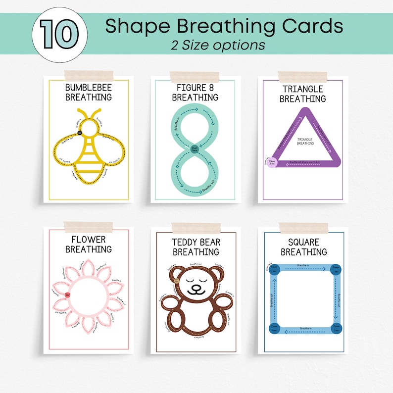 Breathing Cards for Kids Shapes Breathing Cards for Calm Down - Etsy