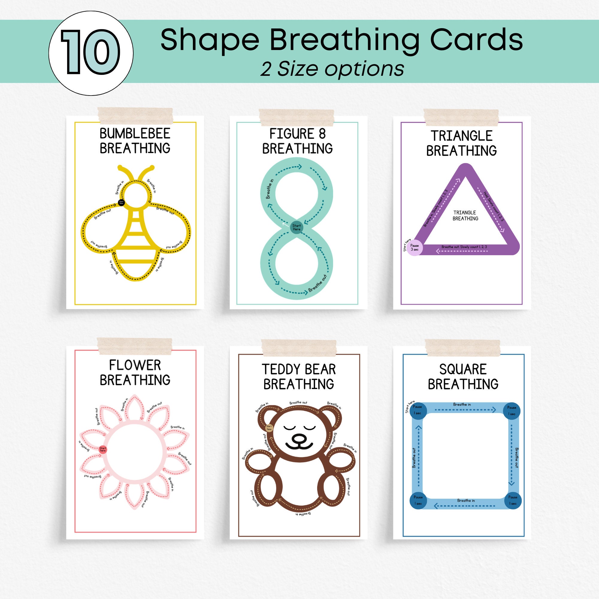 Breathing Cards for Kids Shapes Breathing Cards for Calm Down - Etsy