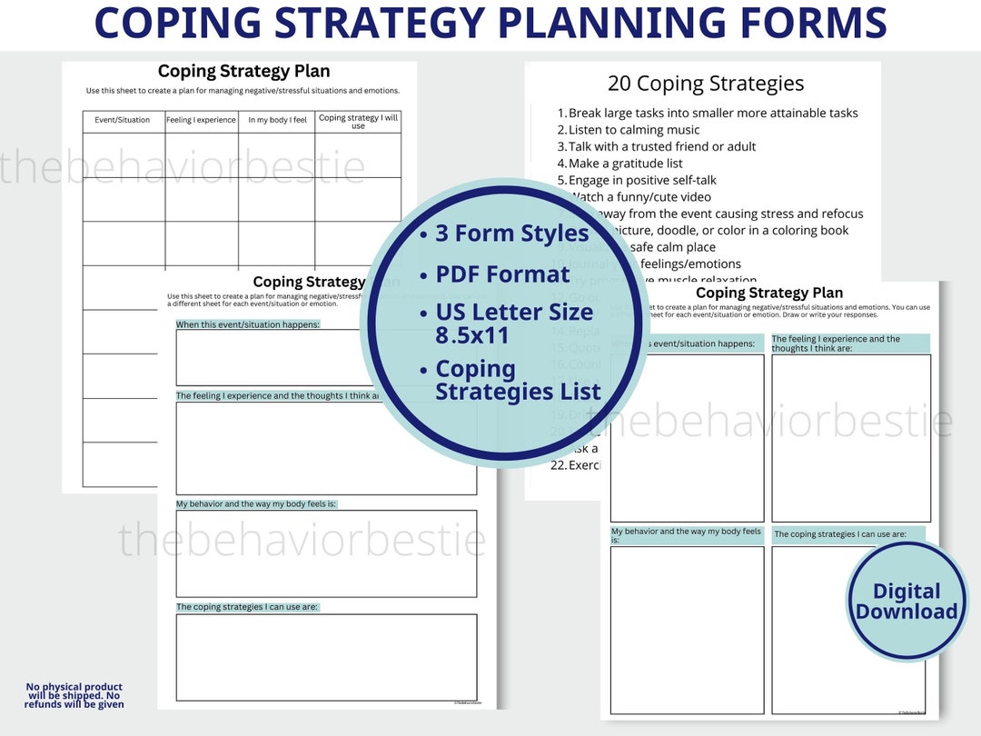 Coping Skills Worksheet: Strategies Planning Form (digital Download) - Etsy