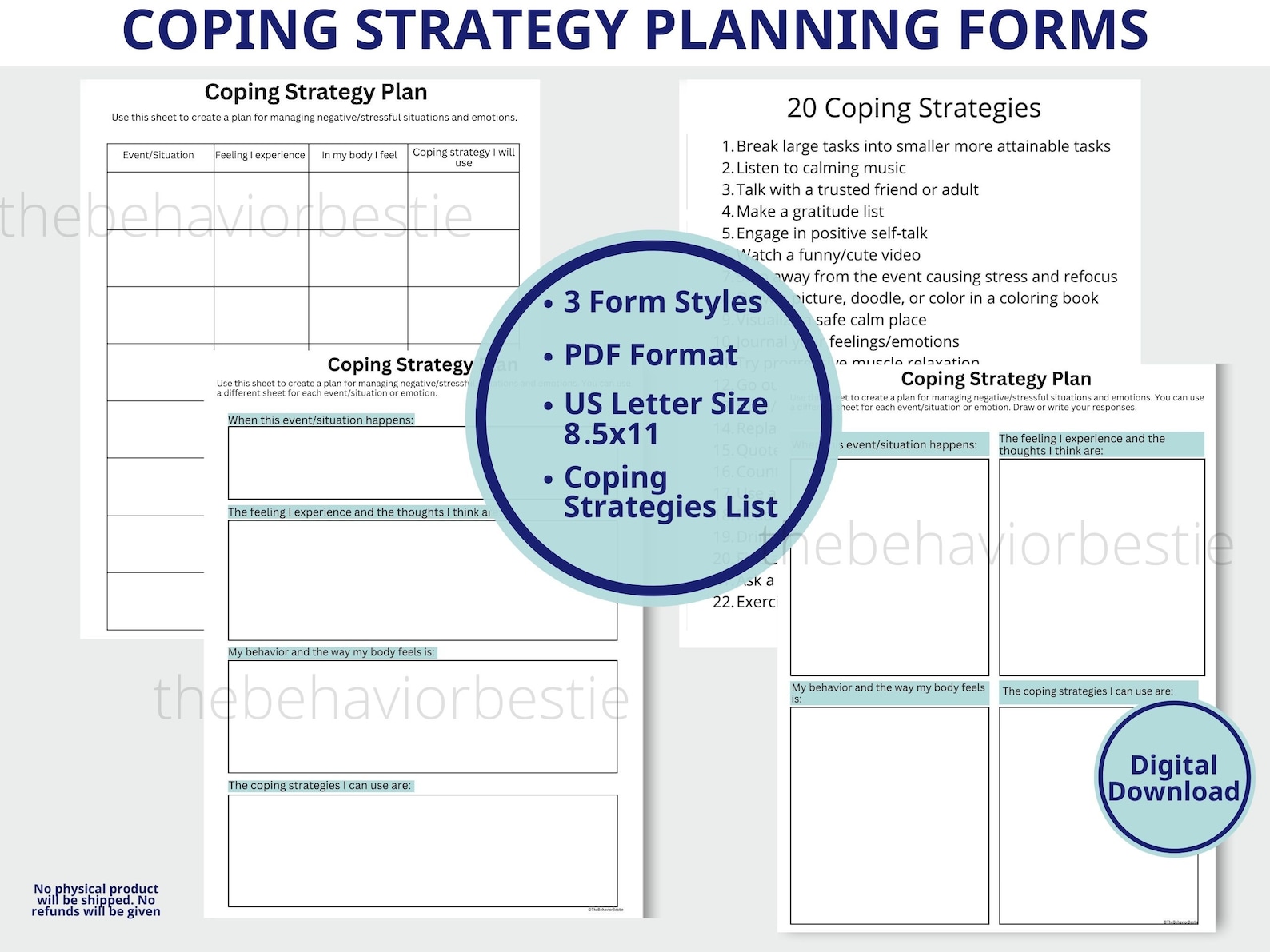 Coping Skills Worksheet: Strategies Planning Form (digital Download) - Etsy