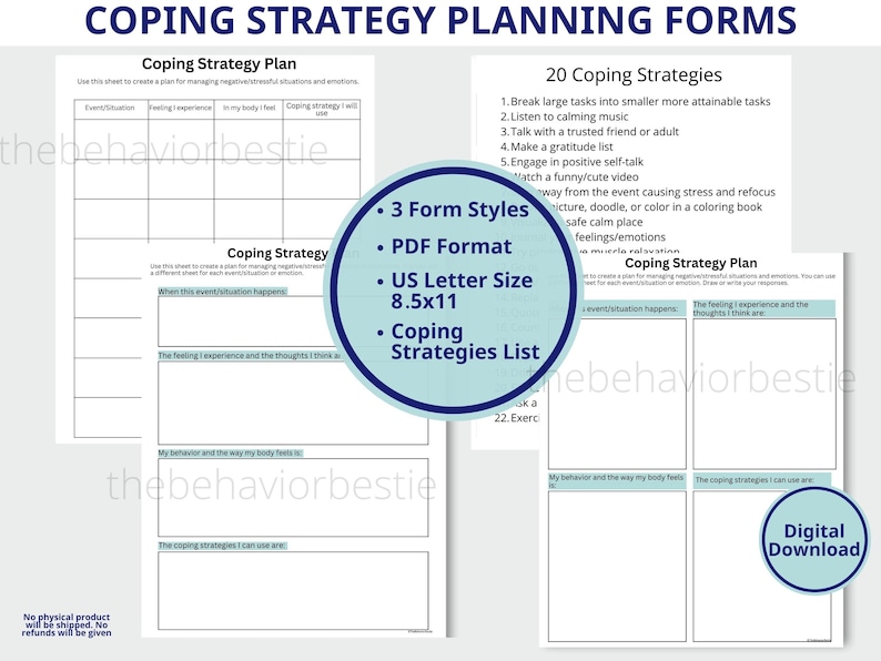 Coping Skills Worksheet: Strategies Planning Form (digital Download) - Etsy