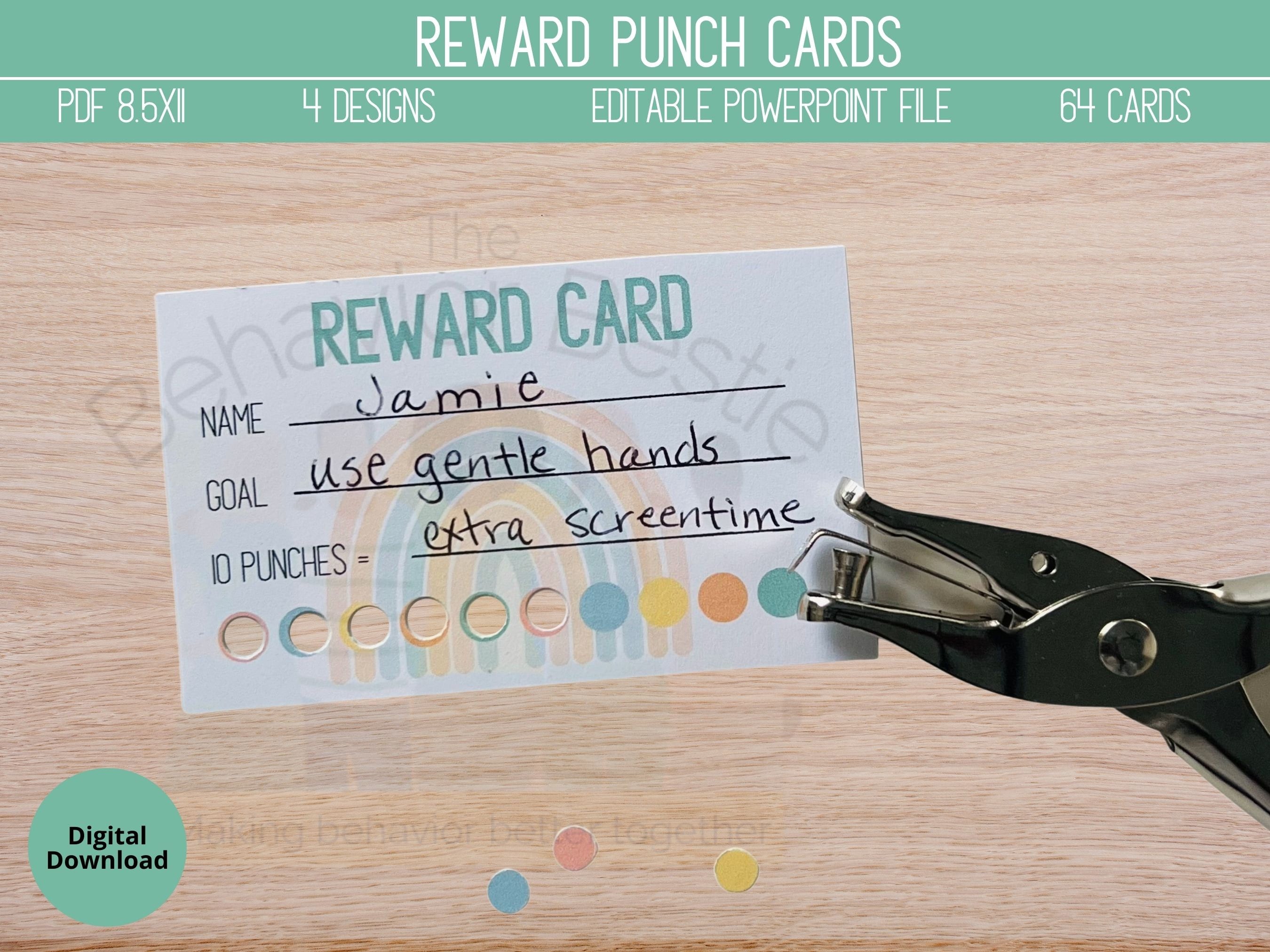 Editable Reward Punch Card: Classroom & Home Behavior (digital Download ...