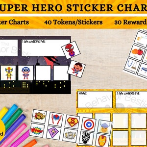 Superhero Reward Chart: Printable Behavior Token Board (digital ...