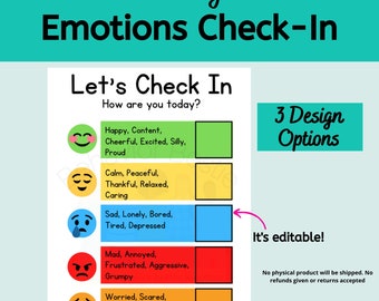 Kids' Emotions Check-in Digital Feelings Check in Daily Check-in How Do ...